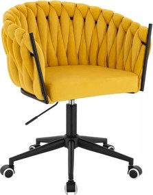 LuxuryForm DESIGN Otočná židle NORDEN VELUR na černé podstavě s kolečky - žlutá