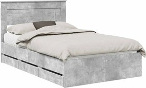 Rám postele s čelo Betonově šedá 135 x 190 cm Inženýrské dřevo 3409855