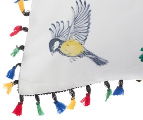 Sada 2 polštářů motiv ptáka s třásněmi různobarevných 45 x 45 cm  MALLOW Beliani