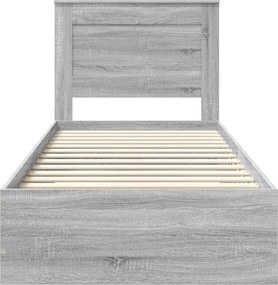 Rám postele Šedý Sonoma a stříbrná 75 x 190 cm Kompozitní dřevo 3410378