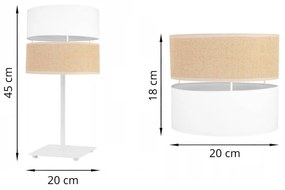 Stolní lampa JUTA, 1x jutové/bílé textilní stínítko, N, W
