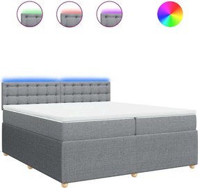 Box spring postel s matrací světle šedá 200 x 200 cm textil 3289877