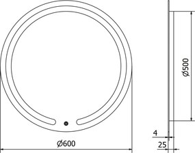 Mexen Rose koupelnové zrcadlo s podsvícením, kulaté 60 cm, LED 6000K, proti mlze - 9810-060-060-611-00