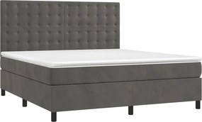 Box spring postel s matrací a LED tmavě šedá 180x200 cm samet 3136378
