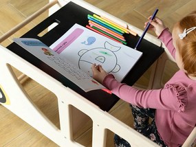 Benlemi Montessori učící věž TUČŇÁK ﻿﻿4v1 s křídovou tabulí pro děti Zvolte barvu: Bez samolepky