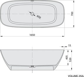 Polysan Polysan, MEDINA volně stojící vana 165x70cm, rockstone, bílá mat, 92430