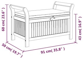 Zahradní úložná lavice s poduškou 91 cm masivní akáciové dřevo,  319716