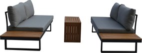 Zahradní set NOREVIA - polywood, hliník, látka, šedá / hnědá