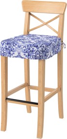 Sedák na židli IKEA Ingolf - barová barva modrá látka vzorované