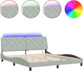 Rám postele s LED bez matrace světle šedý 180 x 200 cm samet 3213867