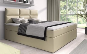 Boxspring postel CAMELIA s úložným prostorem a USB, eko kůže Velikost postele: 120 × 200 cm, Barva EKO kůže: Béžová EKO kůže, Výběr matrace:…