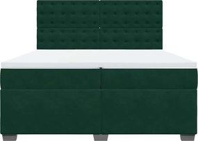 Box spring postel s matrací tmavě zelená 200x200 cm samet 3291017