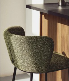 Tmavě zelená čalouněná barová židle (výška sedáku 65 cm) Ciselia – Kave Home