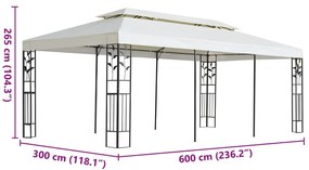 Altán s dvojitou střechou bílý 6 x 3 m ocel,  362376