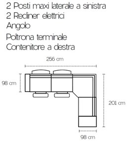 Rohová sedací souprava DANNY s funkcí relax, levá, elektrické, šedá (tessuto promo ash - l.grey - caribou)