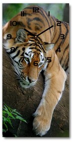 Wallmuralia Nástěnné hodiny Tygr na stromě 30x60 cm