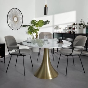 OnaDnes -20% Bílý mramorový jídelní stůl Kave Home Oria 120 cm