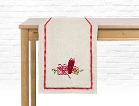 Vánoční ubrus - běhoun na stůl BOXING DAY - motiv dárečky 35x180 cm,
