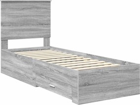 Rám postele Šedý Sonoma a stříbrná 70 x 190 cm Kompozitní dřevo 3411373