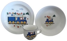 Český porcelán Dubí dětská jídelní sada Vláček 3 ks