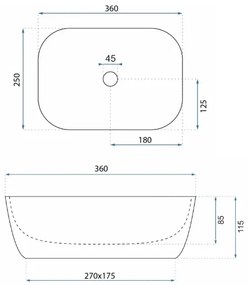 REA-U4700 - Umyvadlo na desku BELINDA 25x36 cm keramika/béžová/imitace kamene