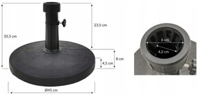 Podstavec pod slunečník PARADISO 45 cm černý