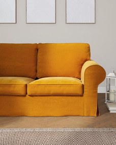 Potah na pohovku IKEA  Ektorp 2-místná, rozkládací, STARÝ MODEL barva žlutá látka lesklé, sametová