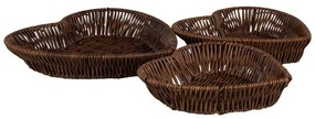 Set 3ks hnědý proutěný košík ve tvaru srdce - 28*25*5 / 25*23*5 / 22*21*5 cm