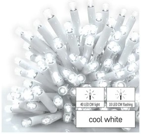 Propojovací vánoční řetěz bez zdroje EMOS Connecting D2CC04 50LED krápníky 3m studená bílá částečně blikající