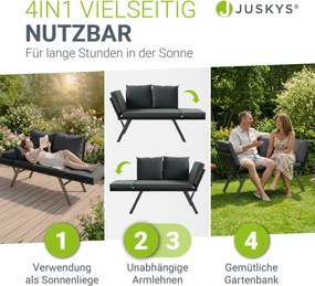 Juskys Multifunkční polyratanová lavice Calvia Barva: šedý melír / šedá
