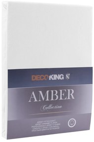 Bavlněné jersey prostěradlo s gumou DecoKing Amber bílé