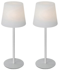 Sada 2 dobíjecích stolních lamp bílých 40 cm IP54 - Jude