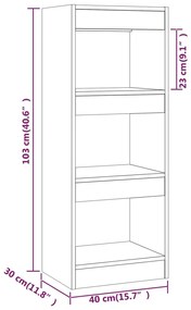 Knihovna / dělicí stěna bílá vysoký lesk 40x30x103 cm kompozit - Default Title