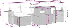 7dílná zahradní sedací souprava s poduškami černá polyratan 3275701