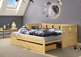 Rozkládací postel Relax s úložným boxem na matrace - natur - masiv borovice Borovice přírodní 
90x200/180x200 cm