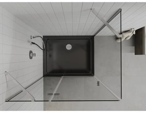 Mexen Roma sprchový kout s otočnými dveřmi 90 x 100 cm, Průhledné, Chromovaná + sprchová vanička Flat, Černá - 854-090-100-01-00
