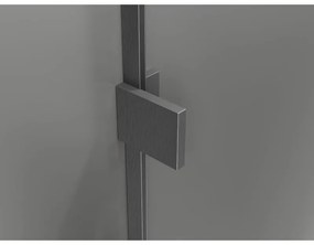 Mexen Lunar, půlkruhový výklopný sprchový kout 70 x 70 cm, 8mm čiré sklo, pistolově šedý kartáčovaný - 833-070L-070P-66-00
