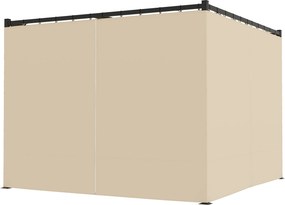 Outsunny pergola 3 x 3 m, volně stojící zastřešení terasy s posuvnou střechou, 4 boční stěny, odolné proti UV, béžové