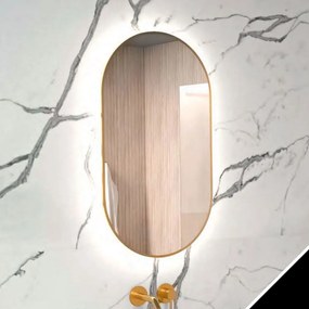 BPS-koupelny Zrcadlo v černém kovovém rámu s LED podsvícením po obvodu Nikoletta LED 19 BLACK Typ: bez vypínače, Rozměry (cm): 50x90 - (Nikoletta LED 19/50 BLACK)