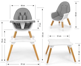 Jídelní židlička Milly Mally 2v1 Malmo grey