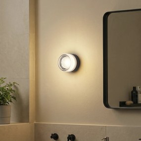 Designová nástěnná lampa černá s opálovým sklem IP44 - Michele