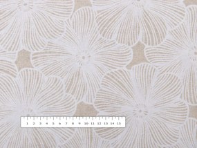 Biante Dekorační povlak na polštář s lemem Leona LN-134 Bílé květy na režném 35 x 45 cm