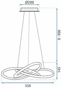 Toolight - LED závěsné svítidlo APP394-CP + dálkové ovládání, zlatá, OSW-06910
