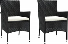 3dílný zahradní bistro set s poduškami černý polyratan 3187414