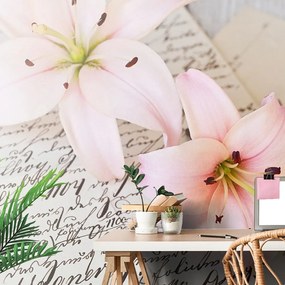 Samolepící fototapeta lilie na elegantním listu - 150x100 cm