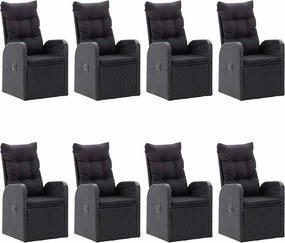 9dílný zahradní jídelní set černý 3067905