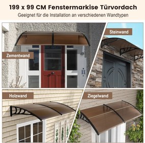 Costway Stříška na přední dveře hliníková střešní krytina oblouková stříška