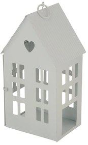 Lucerna kovová Domek 24 cm bílá