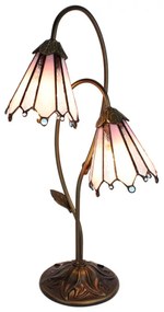 Stolní lampa Tiffany Flowerbell pink – 35x18x61 cm