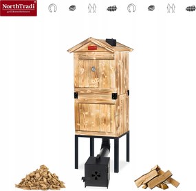 TRENDIE Udírna XXL dřevěná s kovovým komínem
